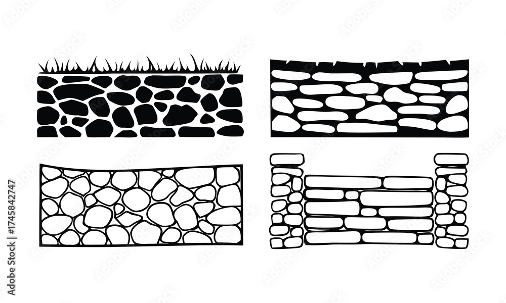 CAD Drawing of Stone Wall Sections and Construction Details Stock ...