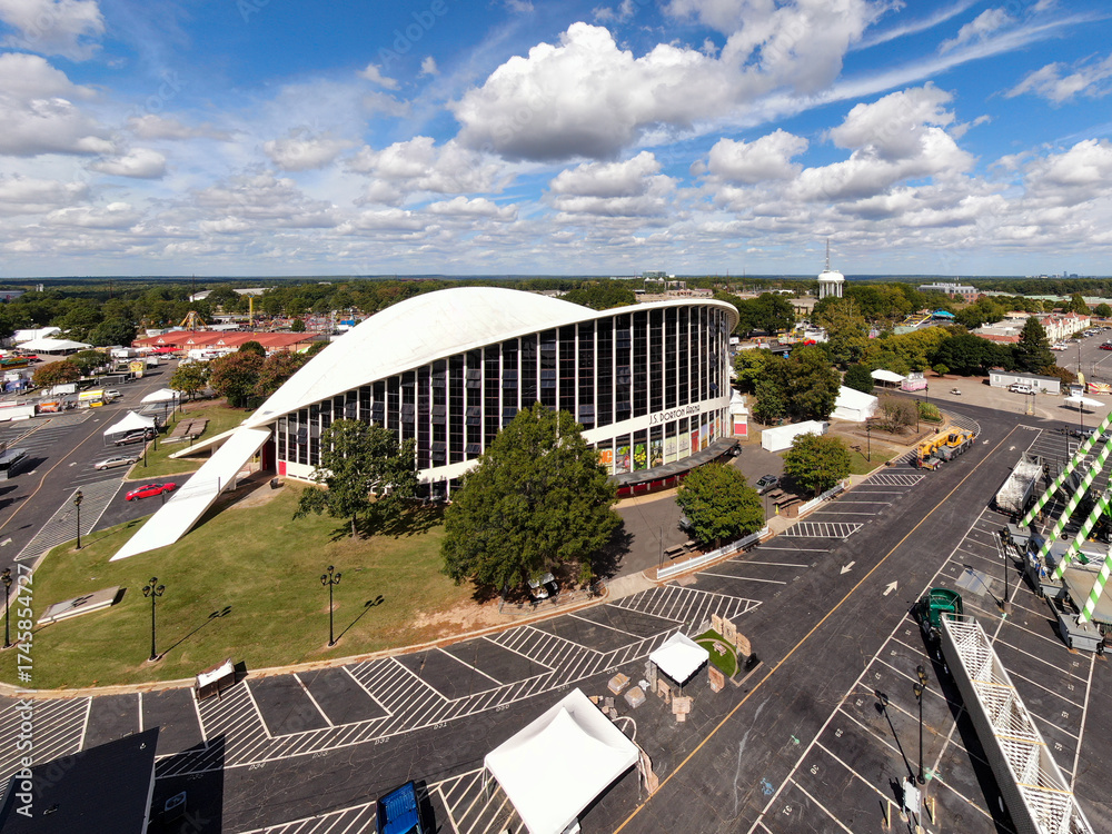Raleigh, NC, USA - Oct. 7, 2025: Daytime Drone Images of Preparations ...