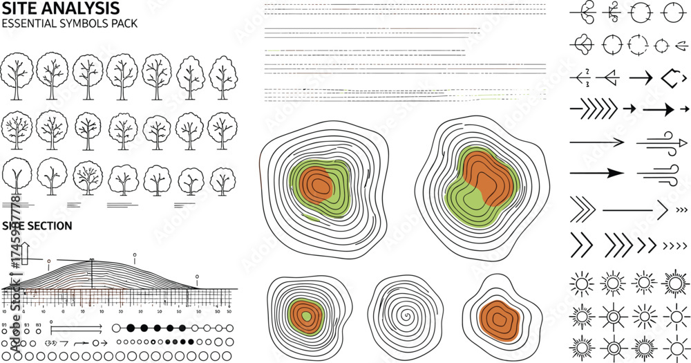 Architectural Site Analysis Symbols Pack Essential Graphic Elements for ...