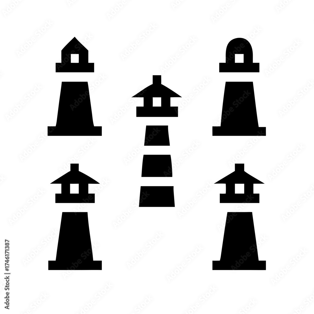 Vector art of collection of lighthouses, , each with unique ...