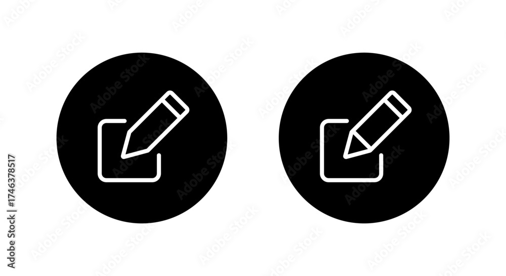 Edit pencil icon in black circle. Write and compose symbol. Create and ...