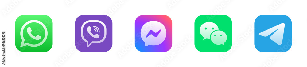 WhatsApp, Viber, Messenger, WeChat, Telegram - Collection of popular ...