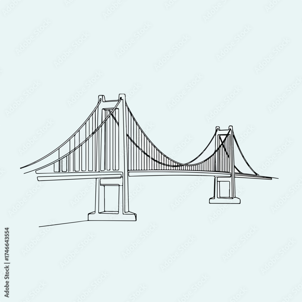 Minimalist bridge outline drawing showcases engineering marvel ...