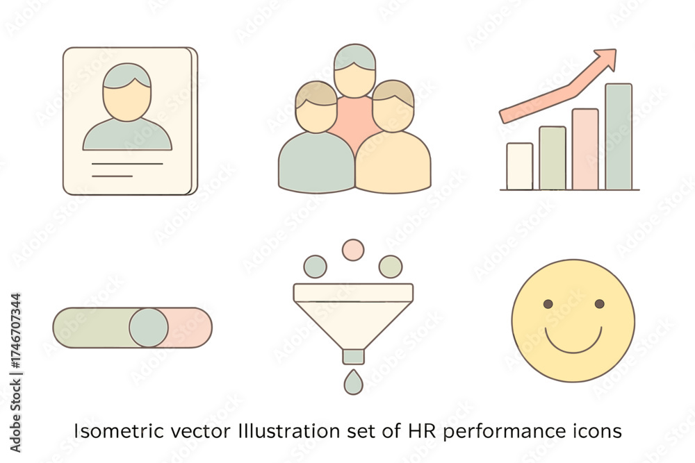 HR Icon Set. Isometric vector illustration set of HR performance icons ...
