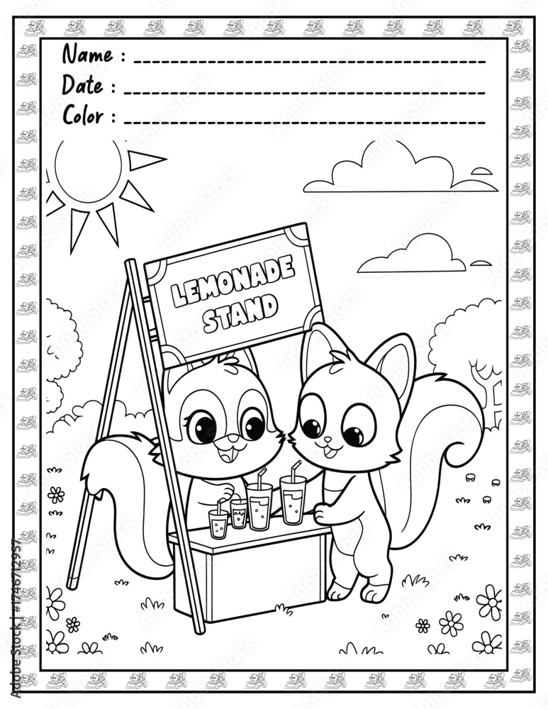 Fluffy Friends Coloring Page & Book for Adults and Kid. High resolution ...