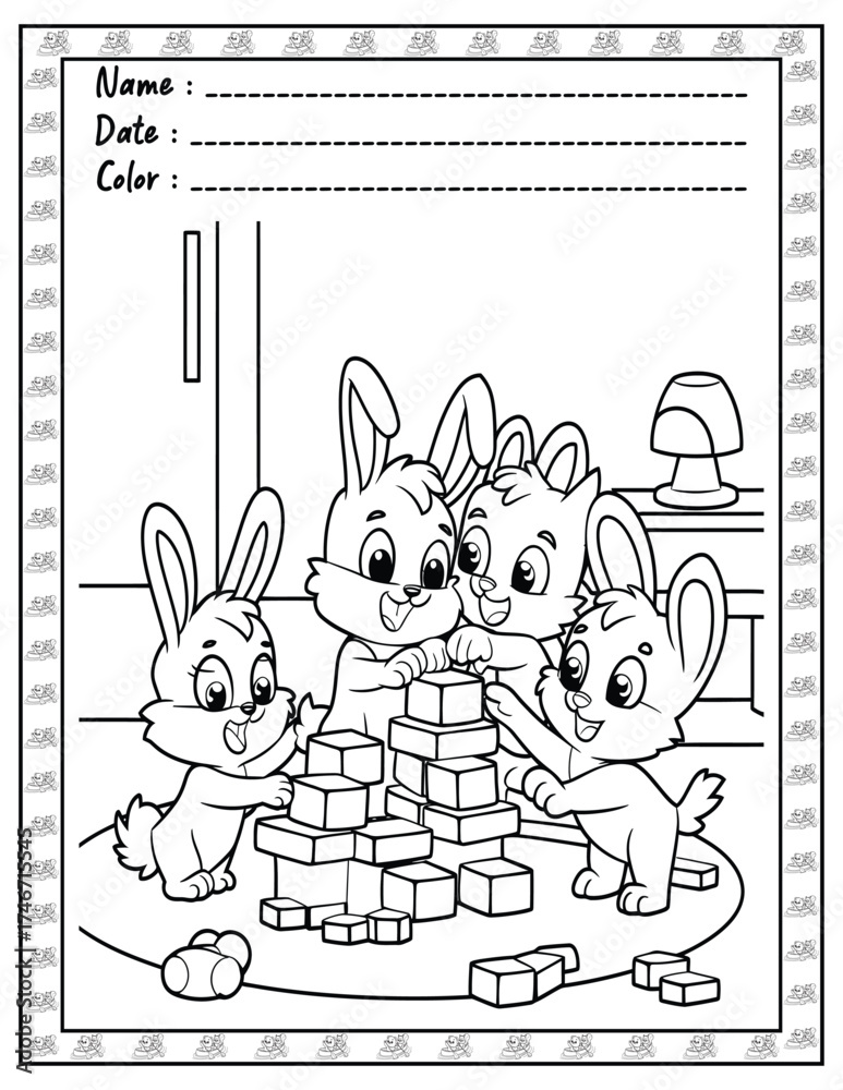 Fluffy Friends Coloring Page & Book for Adults and Kid. High resolution ...