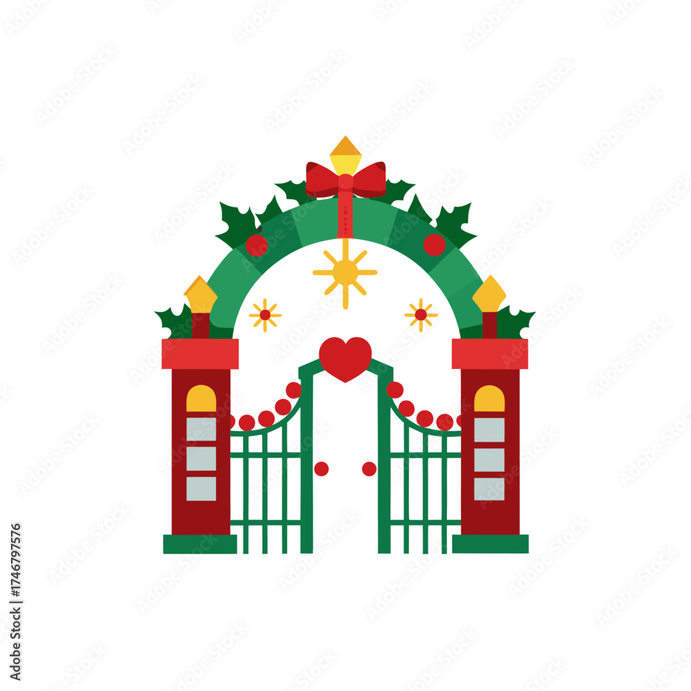 christmas school gate decorations on white background Stock Vector ...