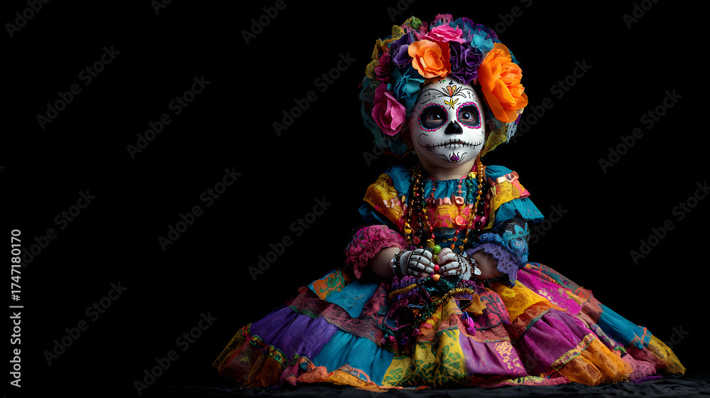 hermosa niña pequeña o bebe con un vestuario tipico de la cultura ...
