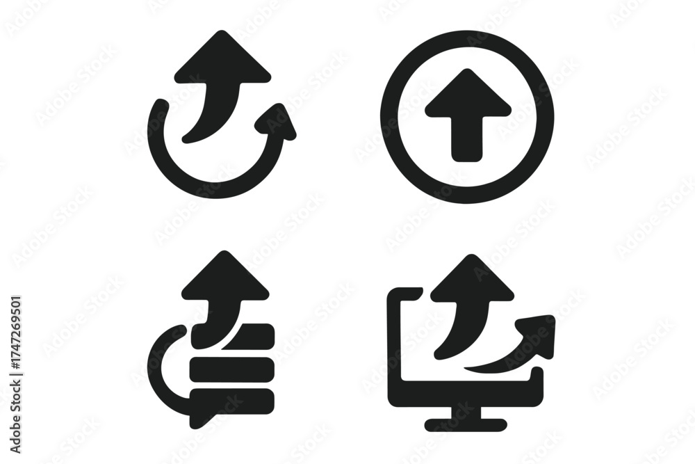 Upgrade icon set for new version and software updates. Vector symbols ...