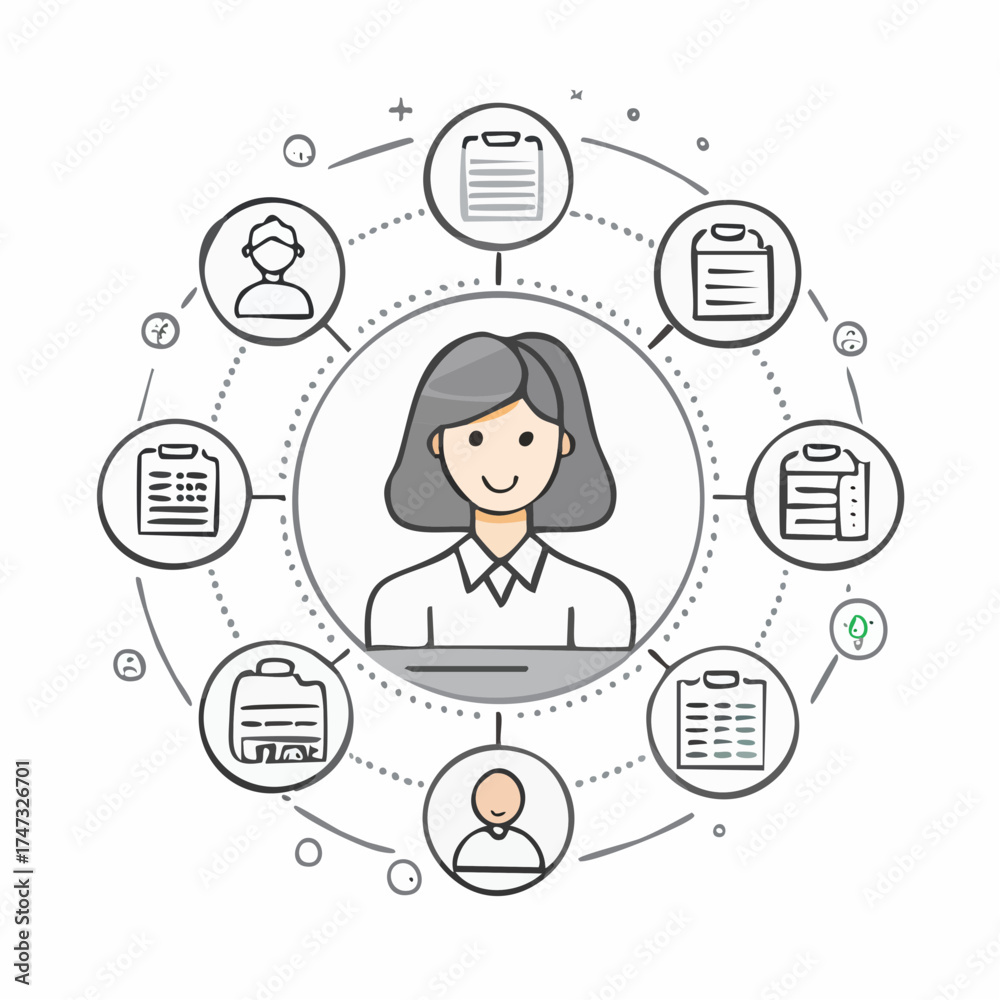 Image vectorielle Stock Line style icons of employee onboarding: HR ...