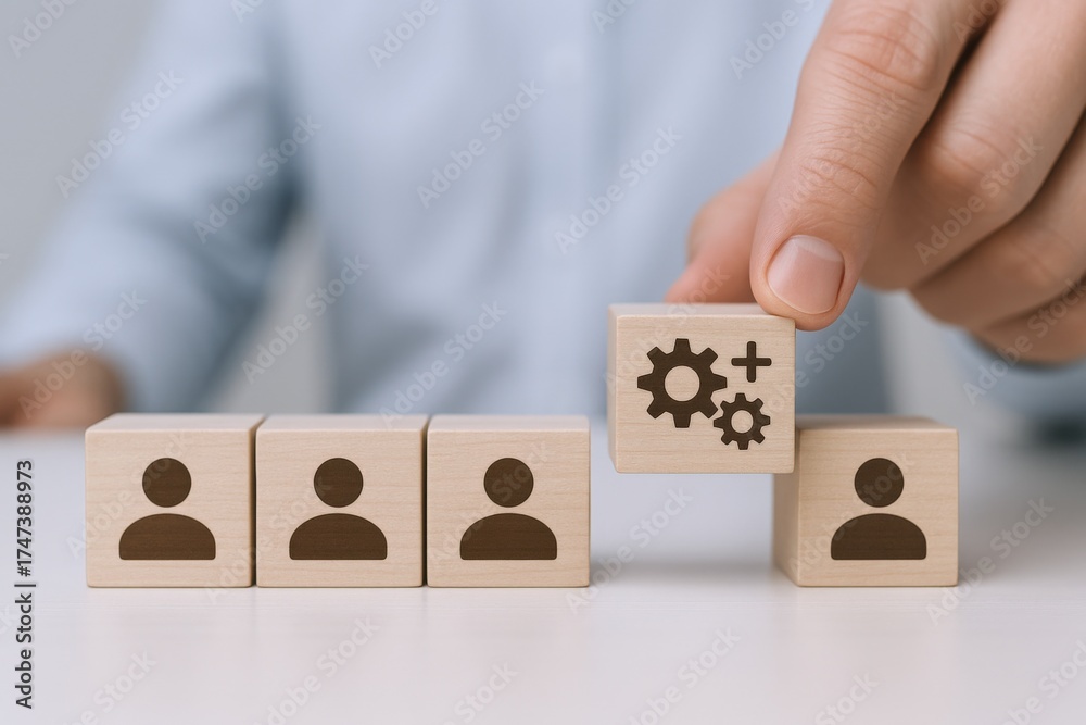 Human Resources and Talent Management: Hand Placing Skill Block in ...