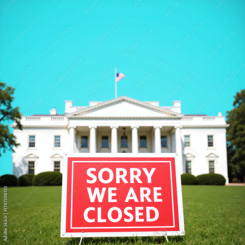 Government Shutdown Crisis Dramatic 'SORRY, WE ARE CLOSED!' Sign Before ...