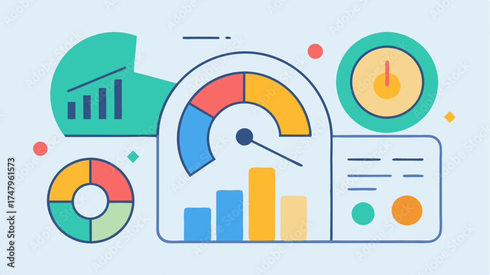 Vector de Stock An illustrated dashboard showing key performance ...