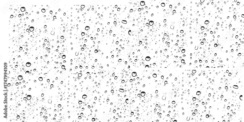 Monochrome rain drops on glass isolated on transparent background for ...