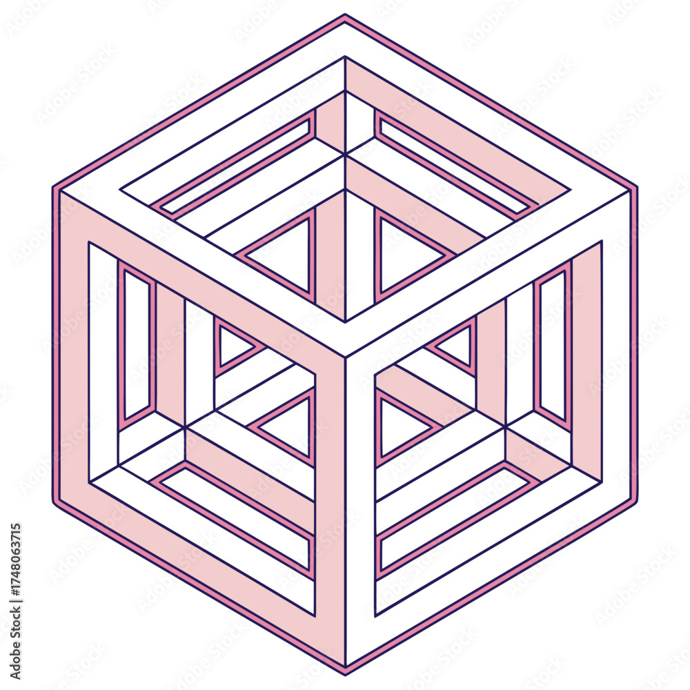 Vector de Stock Vector art of an optical illusion of an impossible cube ...
