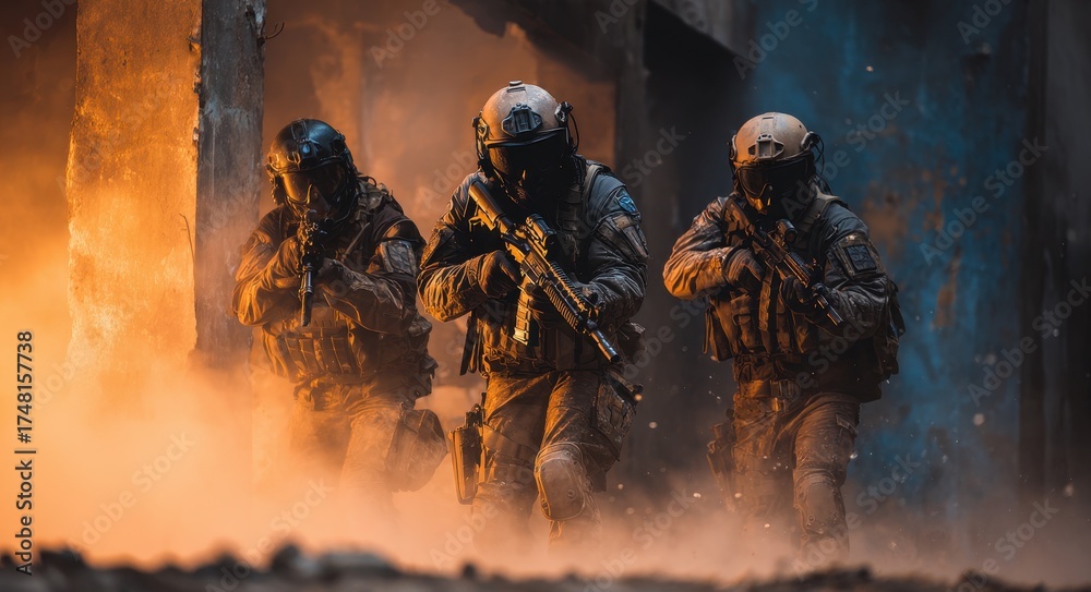 Swat Shield. Special Forces with Guns and Shields in Tactical Strike ...