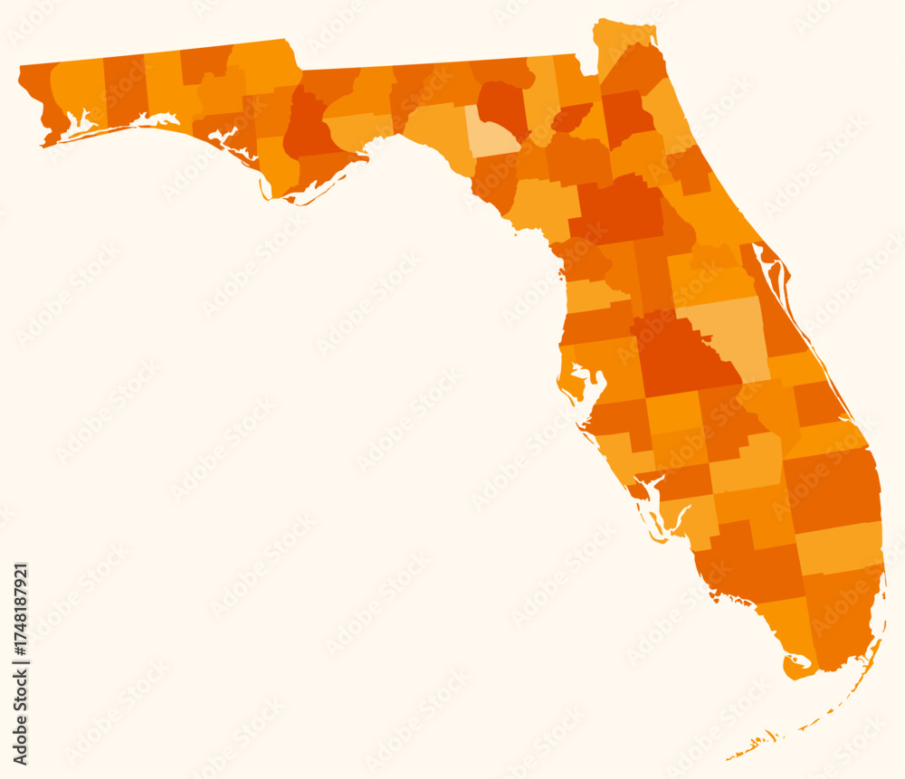 Vector de Stock Map of Florida with counties. Just a simple state ...
