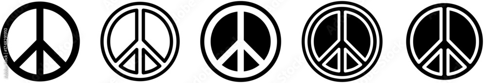 Peace symbols, pictograms and signs isolated on white background. Peace ...