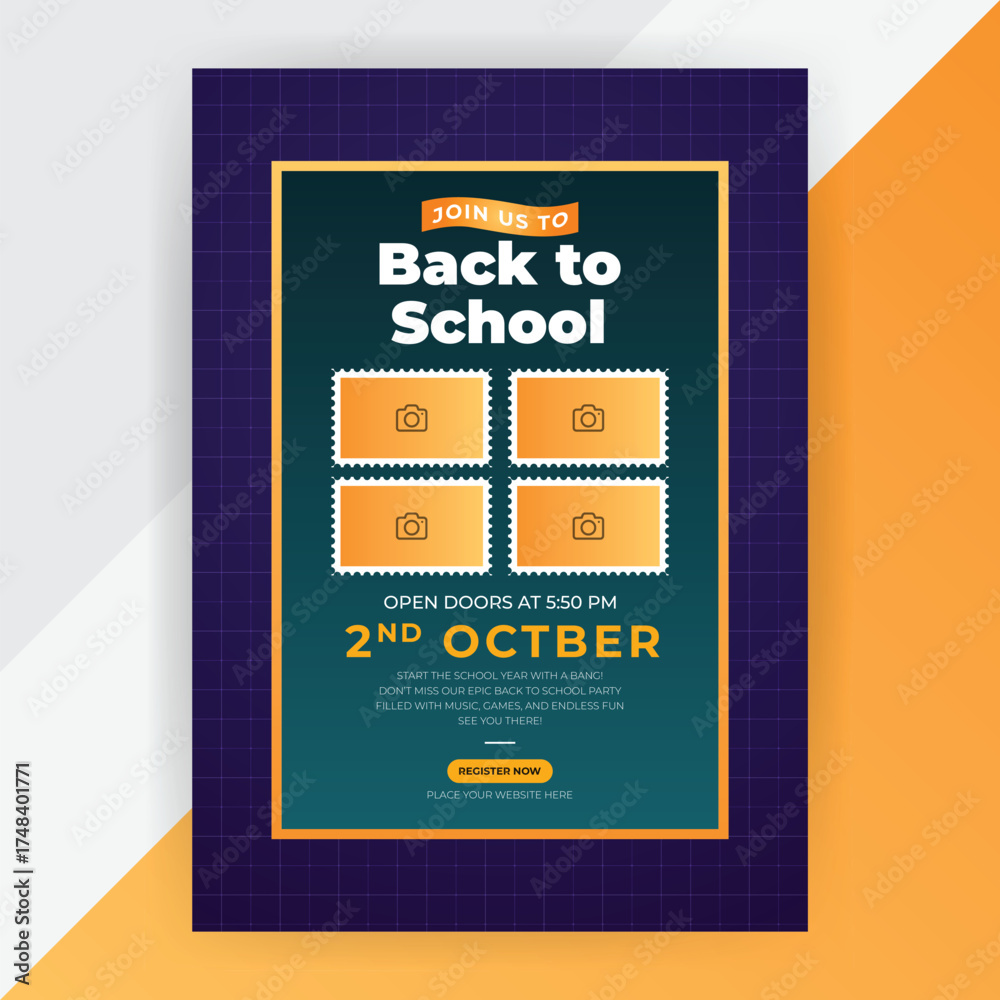 Back to school flyer design for event template, kids education flyer ...