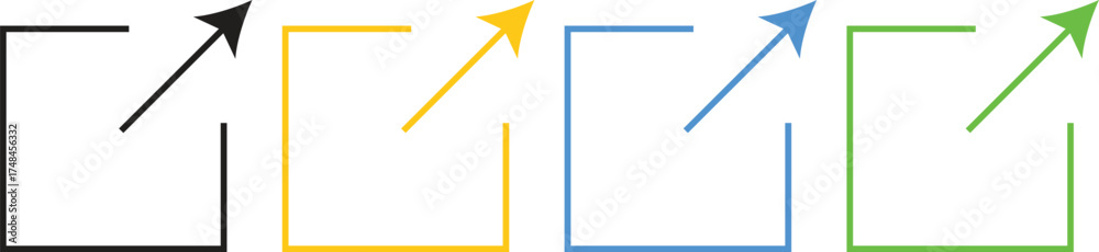 External Link Box with Upward Arrow Vector Icons, Open Window and ...
