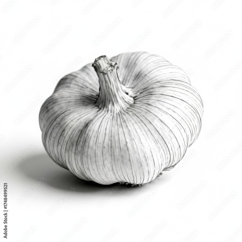 Black and white hand-drawn garlic illustration isolated on white ...