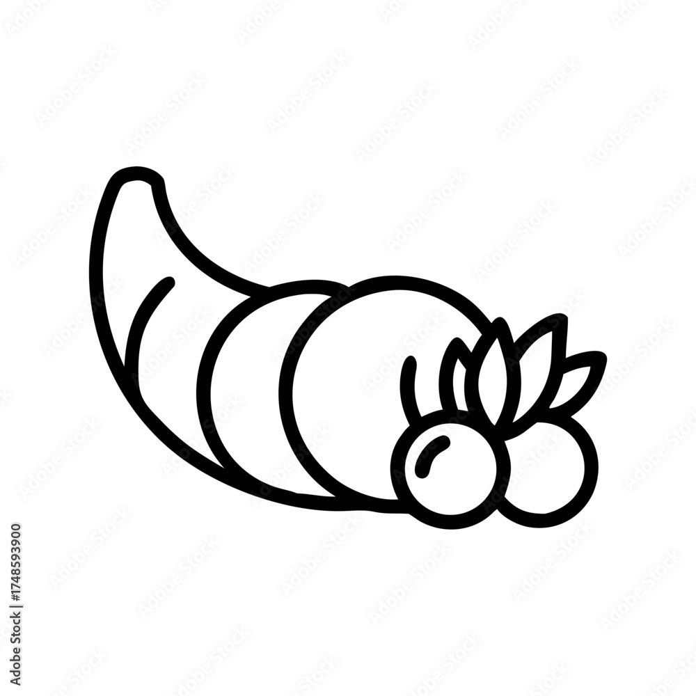 Cornucopia in a simple line drawing style Stock Vector | Adobe Stock