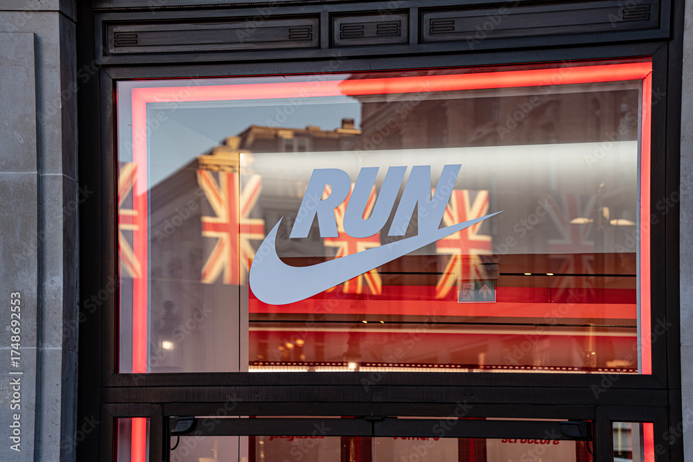 Nike RUN Club (NRC) Oxford Street, NikeTown Store, Nike Swoosh Logo ...