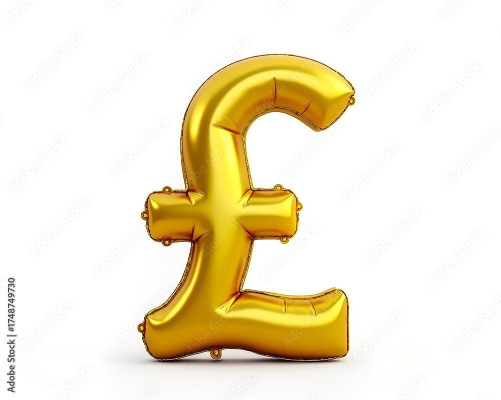Golden pound symbol balloon for festive events and celebrations in a ...