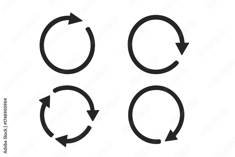 360 degree view vector circle icons. Signs for rotation, panorama ...