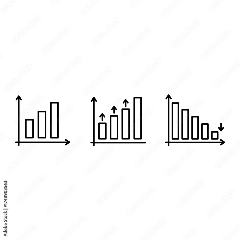 Image vectorielle Stock Bar chart icon set. Hand-drawn vector graph ...