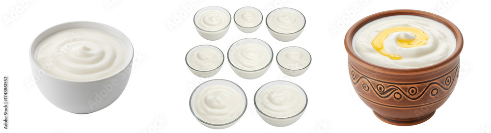 Photo Stock Creamy yogurt collection: greek yogurt, dairy yogurt ...