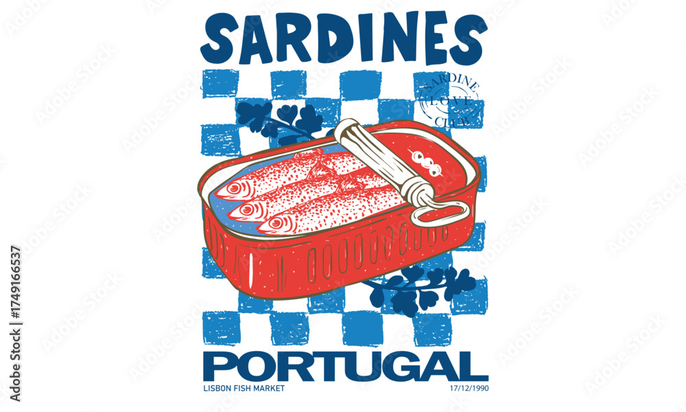 Sardines fish market in portugal. Canned fish artwork. Sardines fish ...