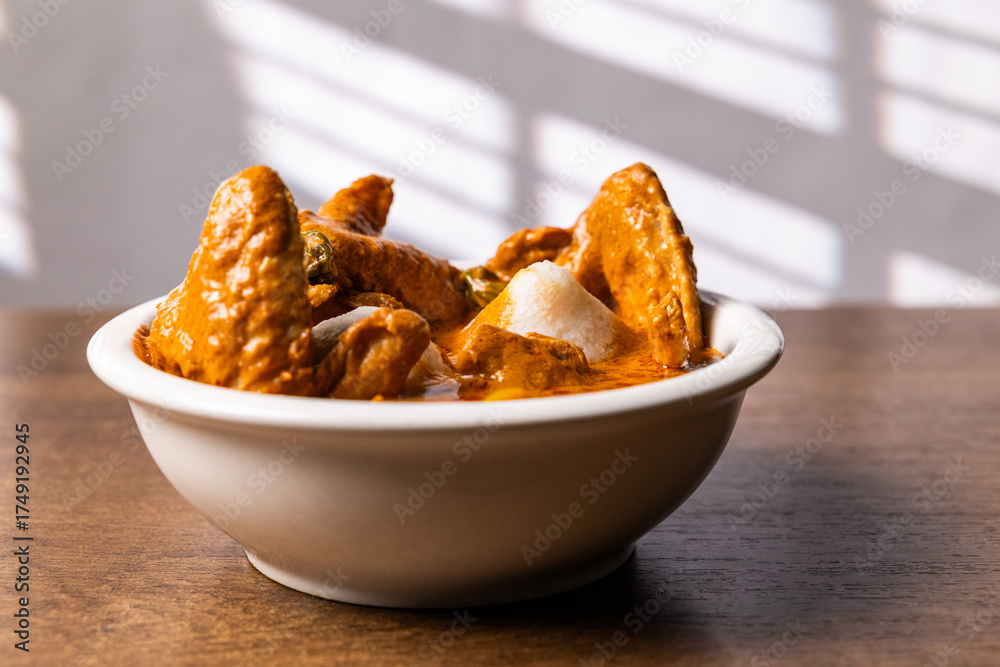 Foto de Stock Omo Tuo, Rice Balls With Chicken Wings Peanut Groundnut ...