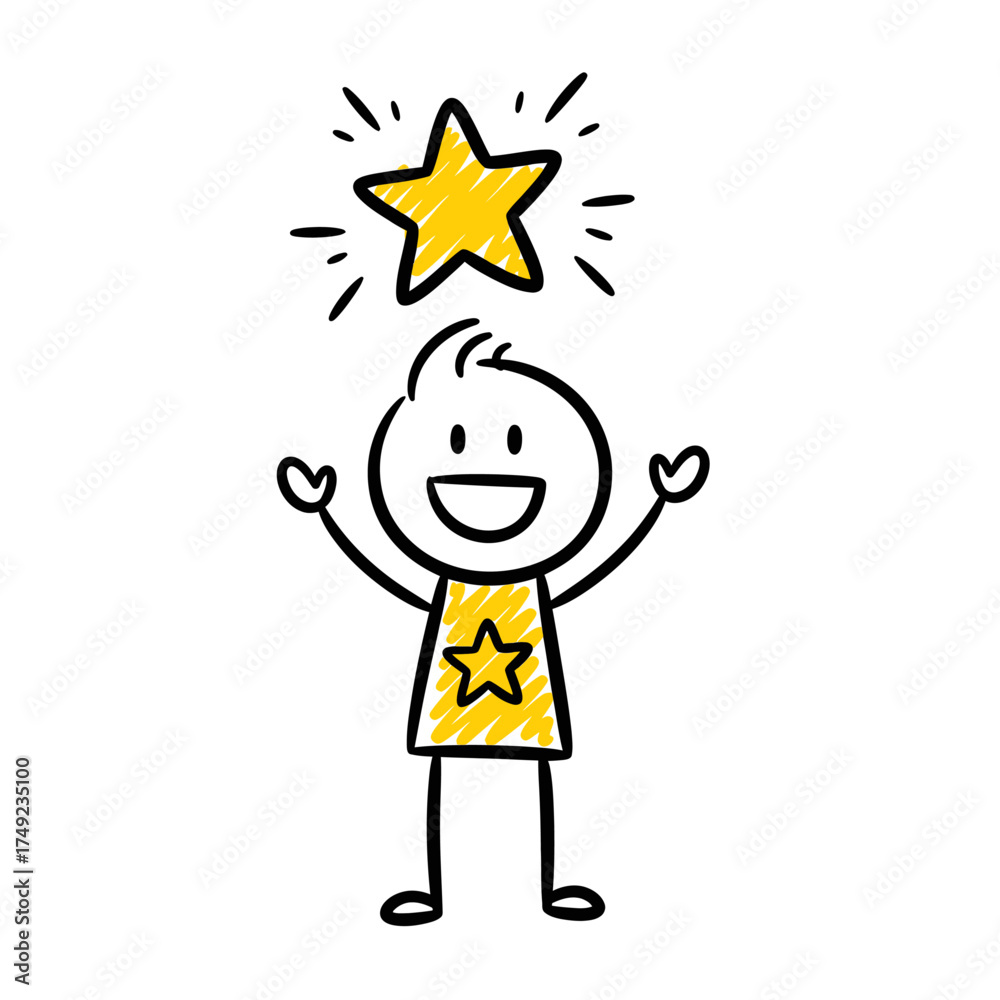 Stick Figure with a Shining Star Stock Vector | Adobe Stock