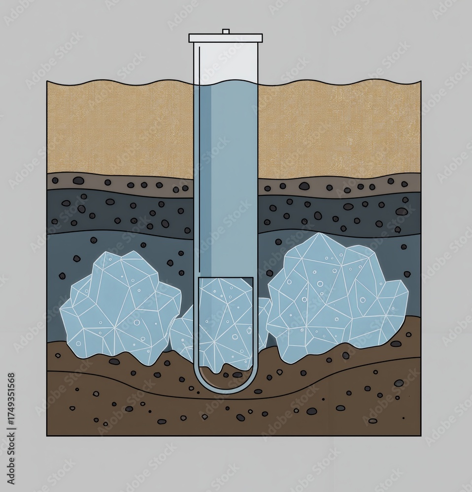 diagram illustrating core sampling in layered sediment or permafrost ...