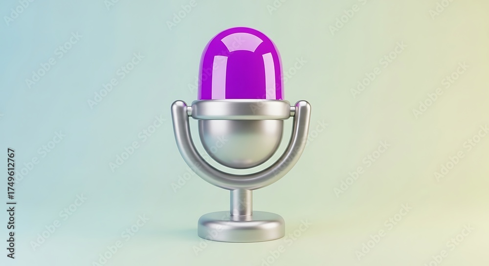 Shiny purple microphone icon with soft gradient background for audio ...