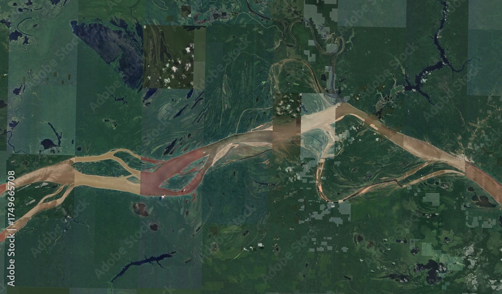 Amazon River, Brazil: High-Resolution Aerial View of Winding Waterway ...