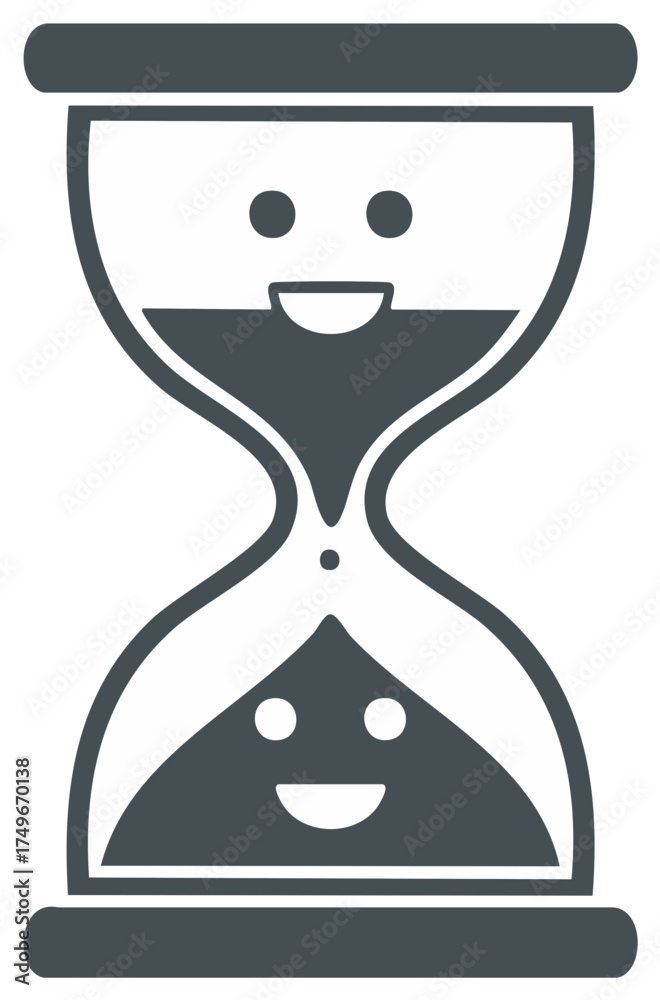 Cute Cartoon Hourglass with Smiling Faces a Positive Concept for Time ...