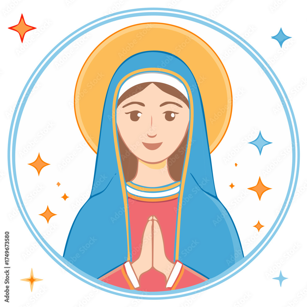 Image vectorielle Stock Cartoon illustration of the Blessed Virgin Mary ...