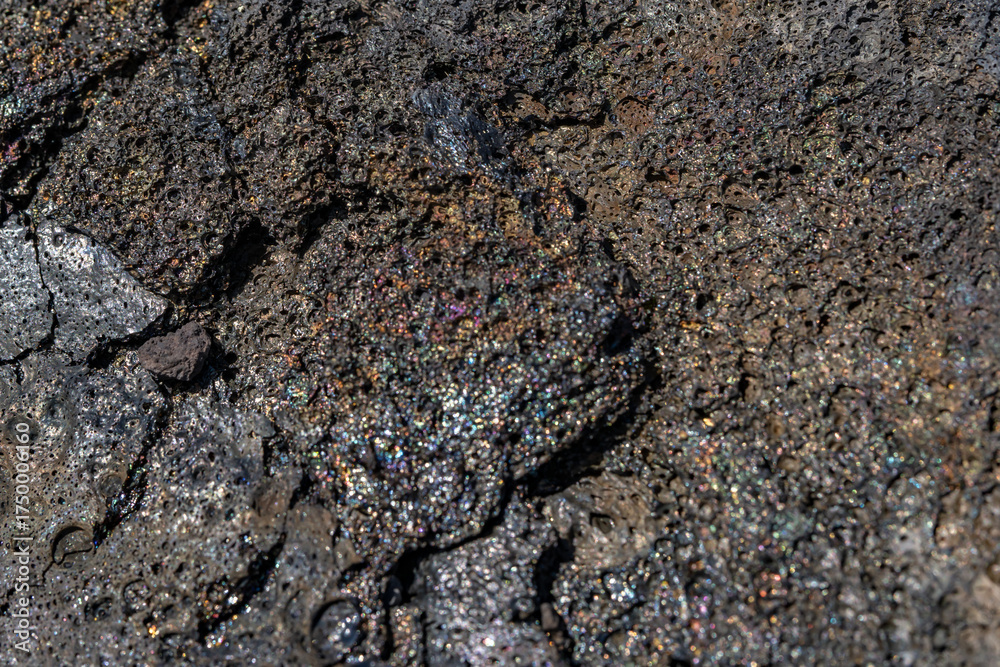 volcanic rocks / Lava have rainbow colors on their surface. Puna Basalt ...