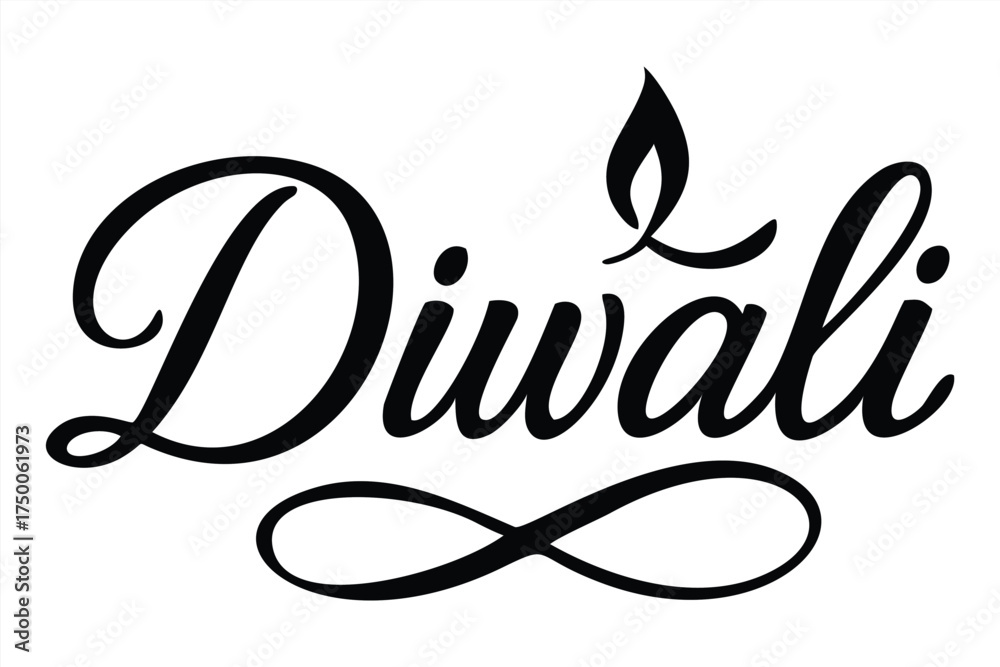 Diwali Calligraphy with Diya Vector EPS Stock Vector | Adobe Stock