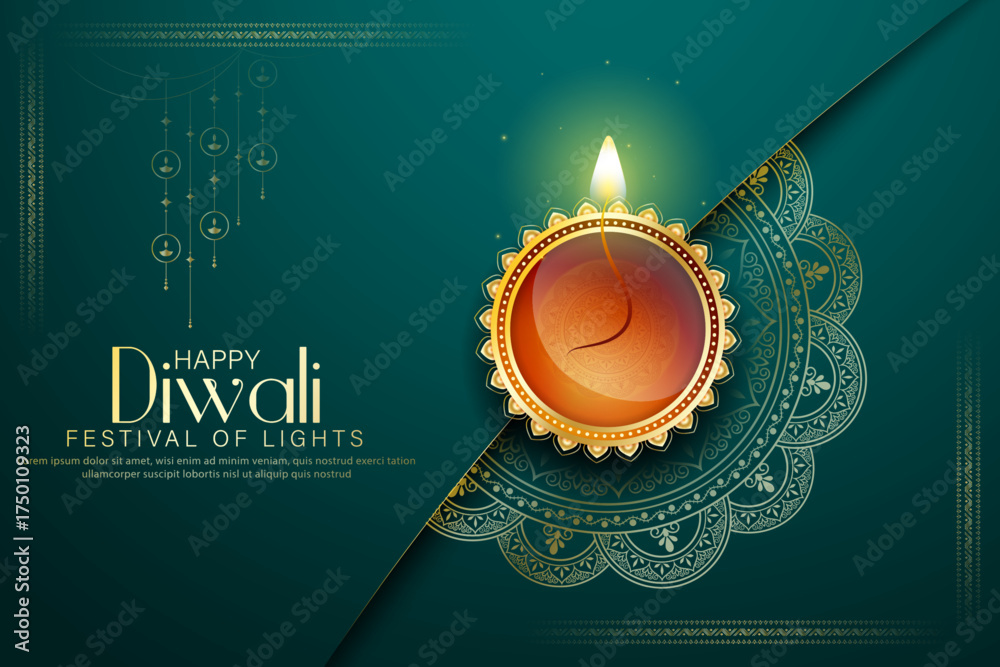 Happy Diwali - Vibrant Festival of Lights Celebration Background Poster Design With Decorative ...