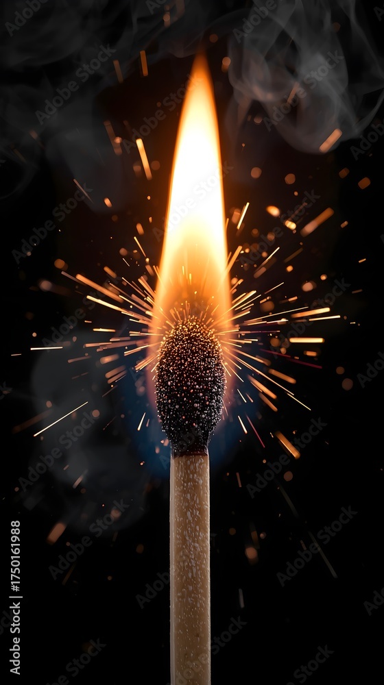 Matchstick ignition macro photography explosive flame bloom off center ...