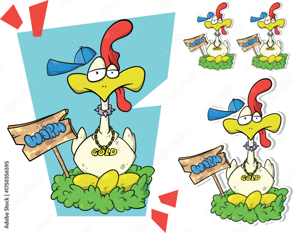 Funny Chicken Cartoon Vector Illustration Stock Vector | Adobe Stock