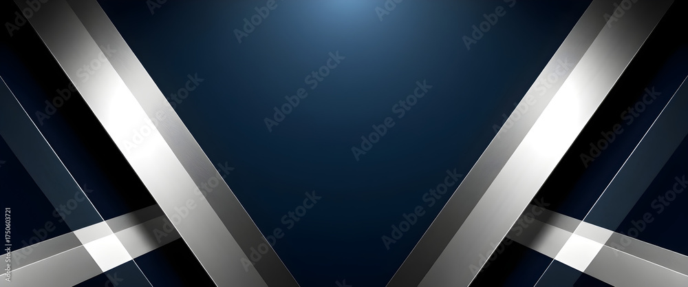 Matte navy background with radiant silver diagonal frames and smooth ...