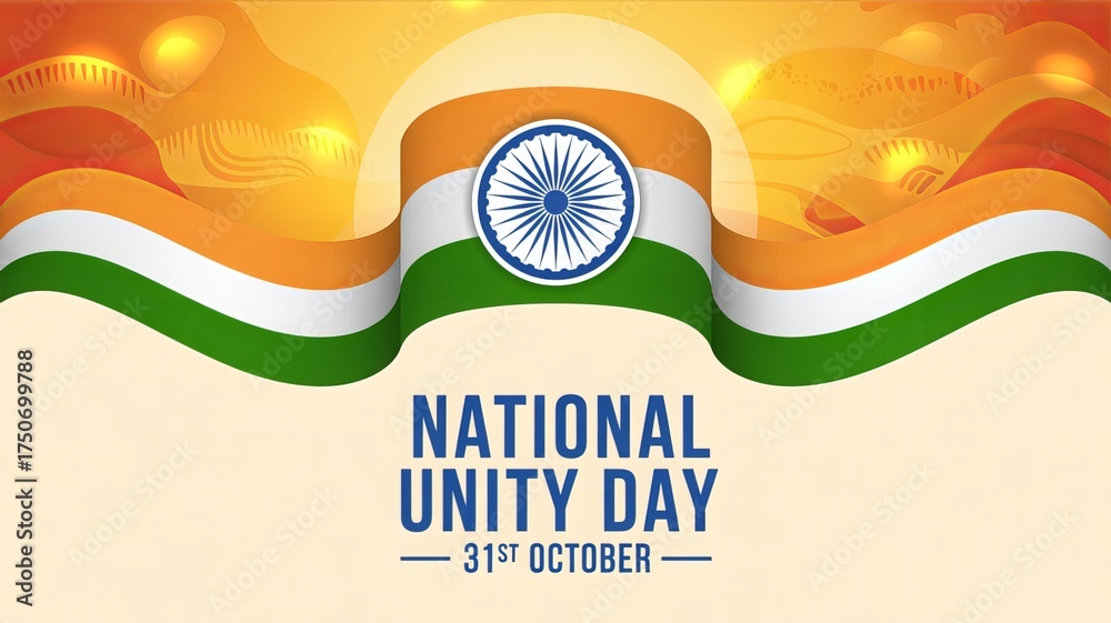 National Unity Day banner with an abstract waving Indian flag Stock ...