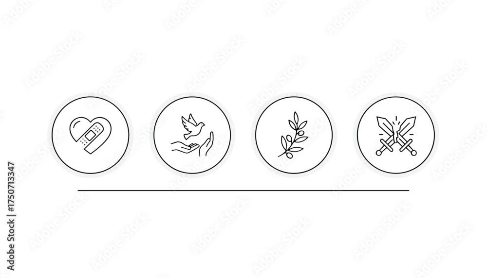 Vector icon set forgiveness and peace. Thin line symbols of ...