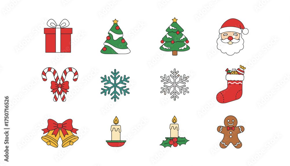 Vetor Christmas vector icons set. Festive holiday clipart with ...