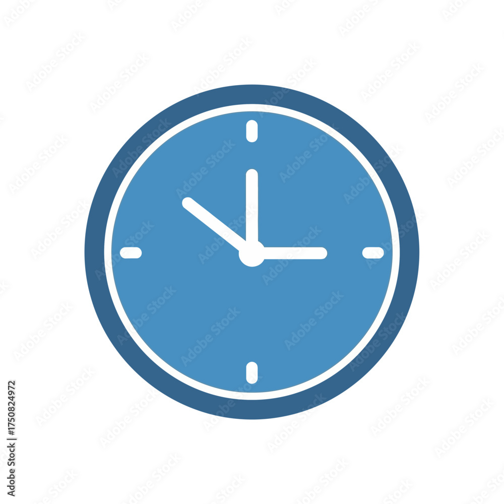 Simple blue analog clock face indicating approximately ten past ten ...