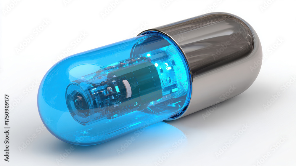 Medical capsule endoscopy device with internal camera and electronics ...